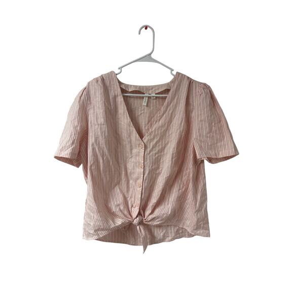 Treasure & Bond | Tops | Treasure Bond Pink White Striped Short Sleeve ...